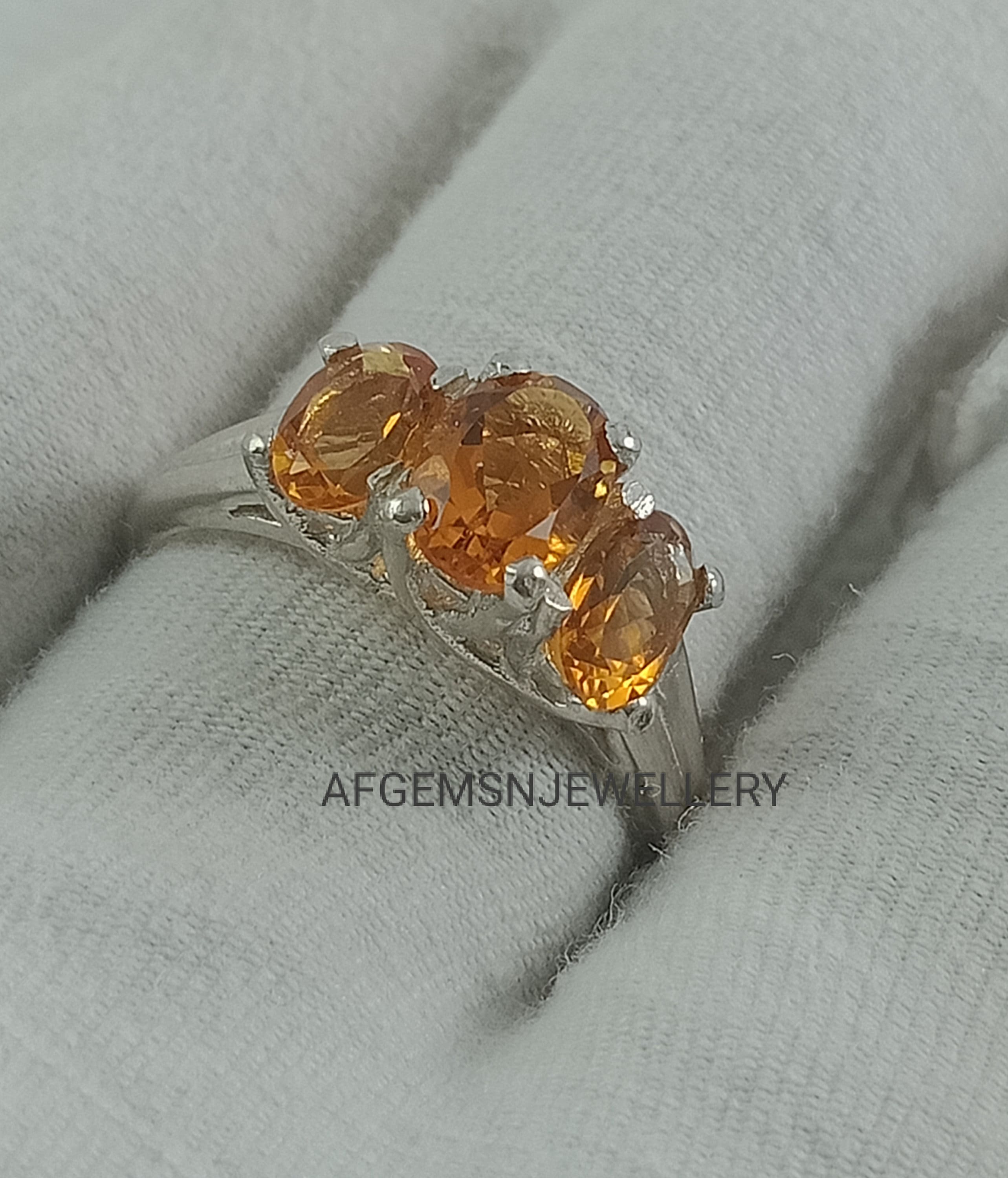 Multi Stone Ring-yellow Topaz Ring-natural Golden Topaz Ring-silver ...