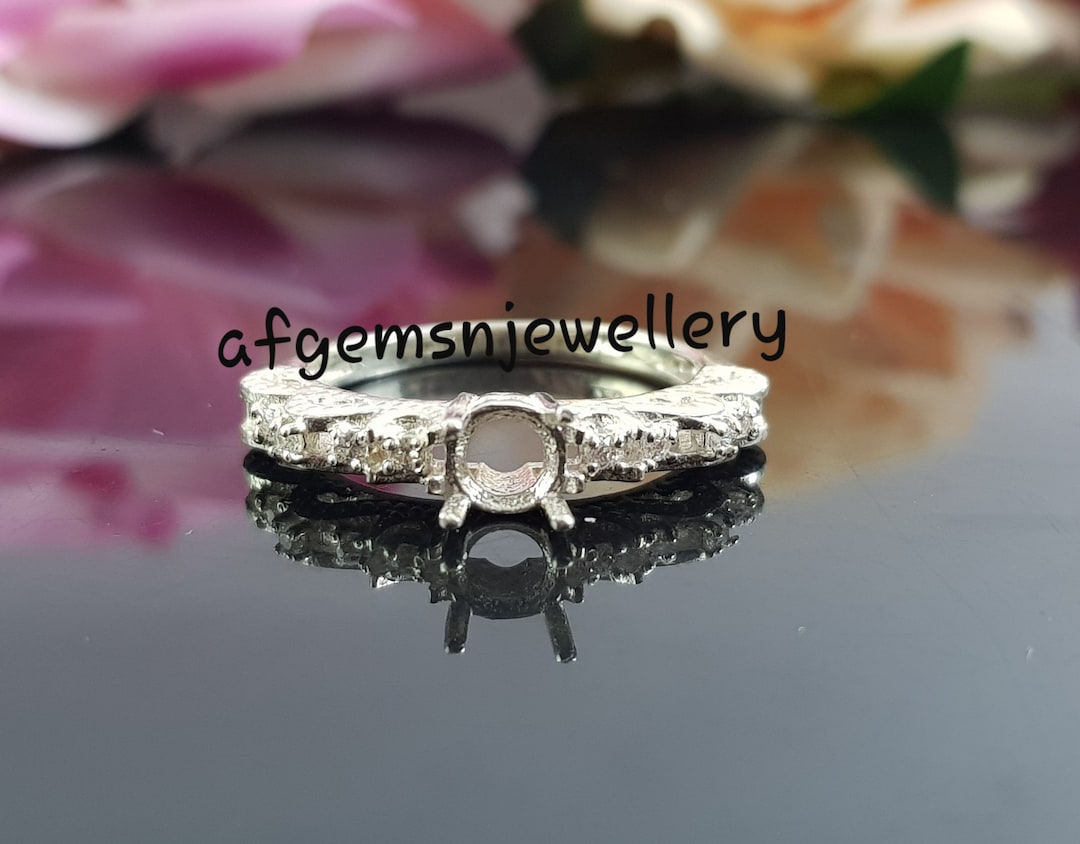 Silver Round Semi Mount Ring-mount Ring-925 Sterling Silver Ring-5mm ...