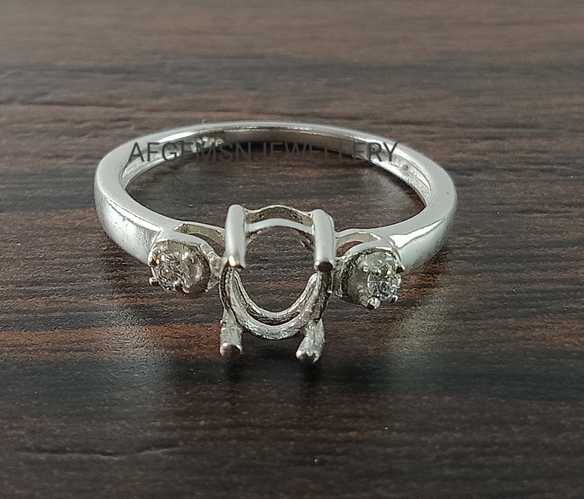 925 Sterling Silver Ring-without Stone Ring-7x5 MM Oval Semi - Etsy