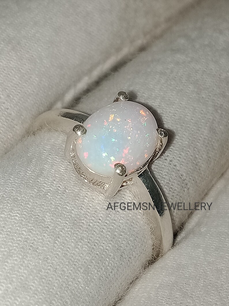 White Opal Ring White Fire Opal Ring Oval Opal Ring Promise - Etsy