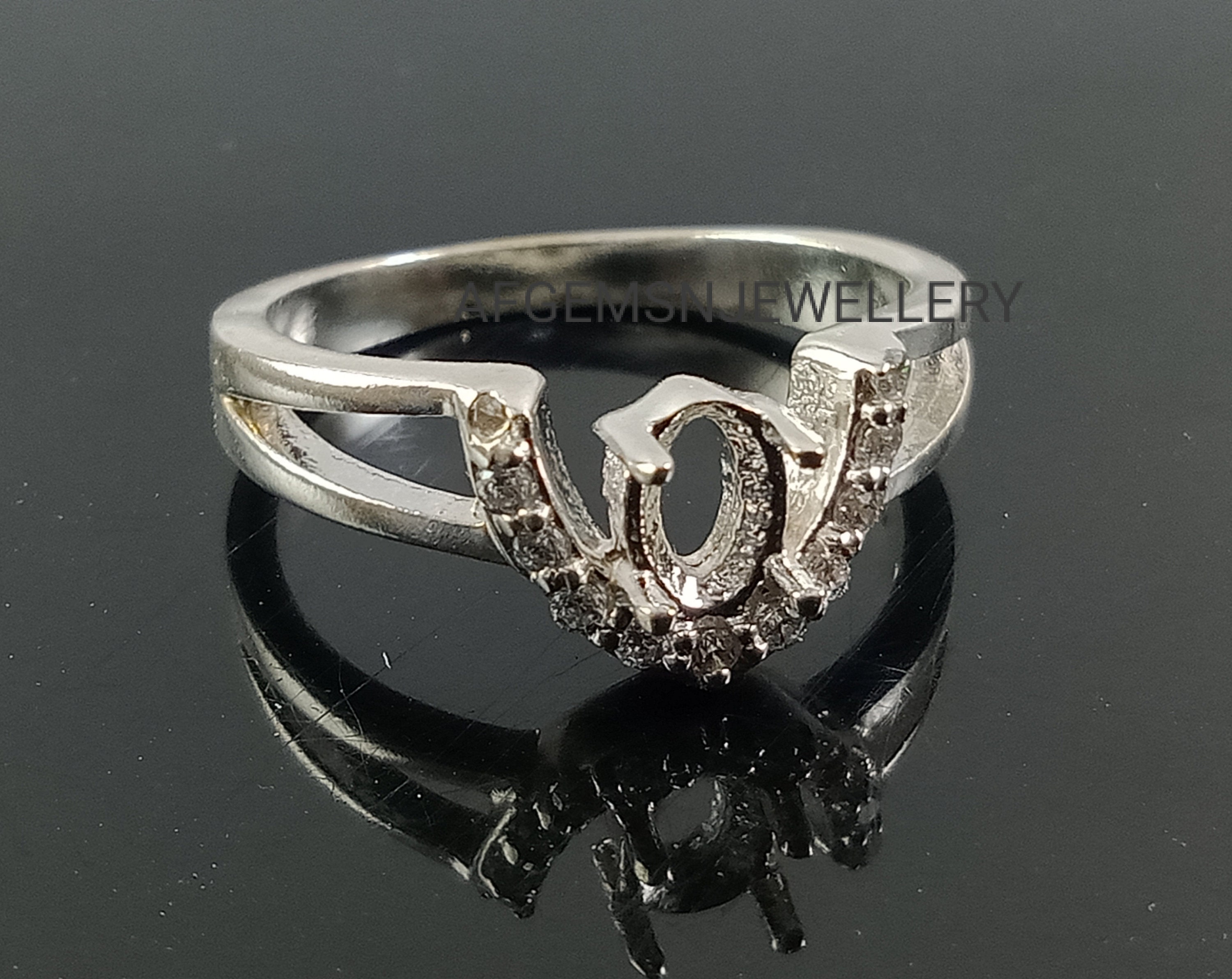 6X4 MM Oval Semi Mount Ring-unset Ring-without Stone Ring-925 Silver ...