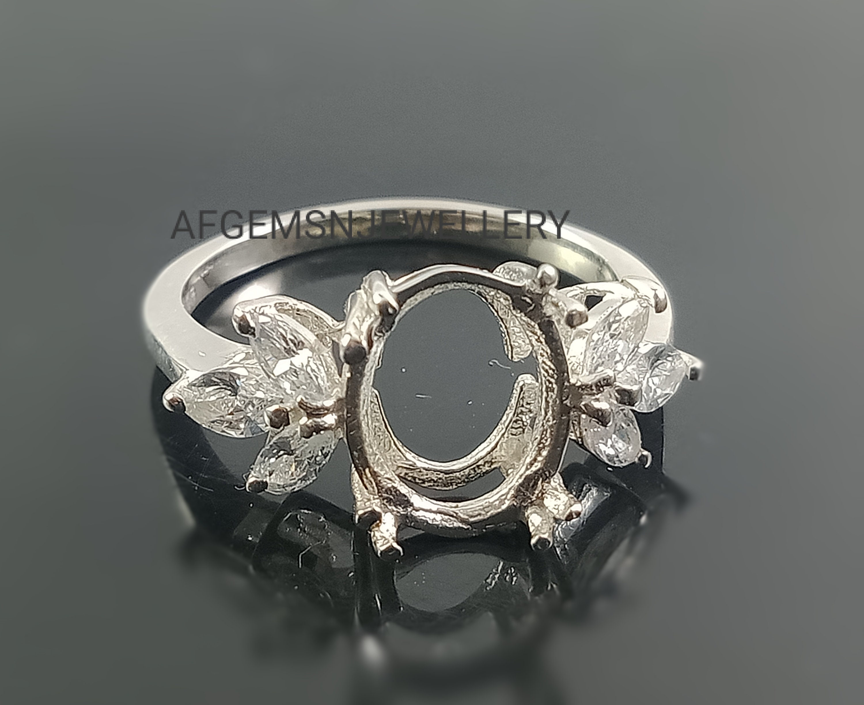 8x10mm Oval Semi Mount Ring-without Stone Ring-silver Mount Ring ...
