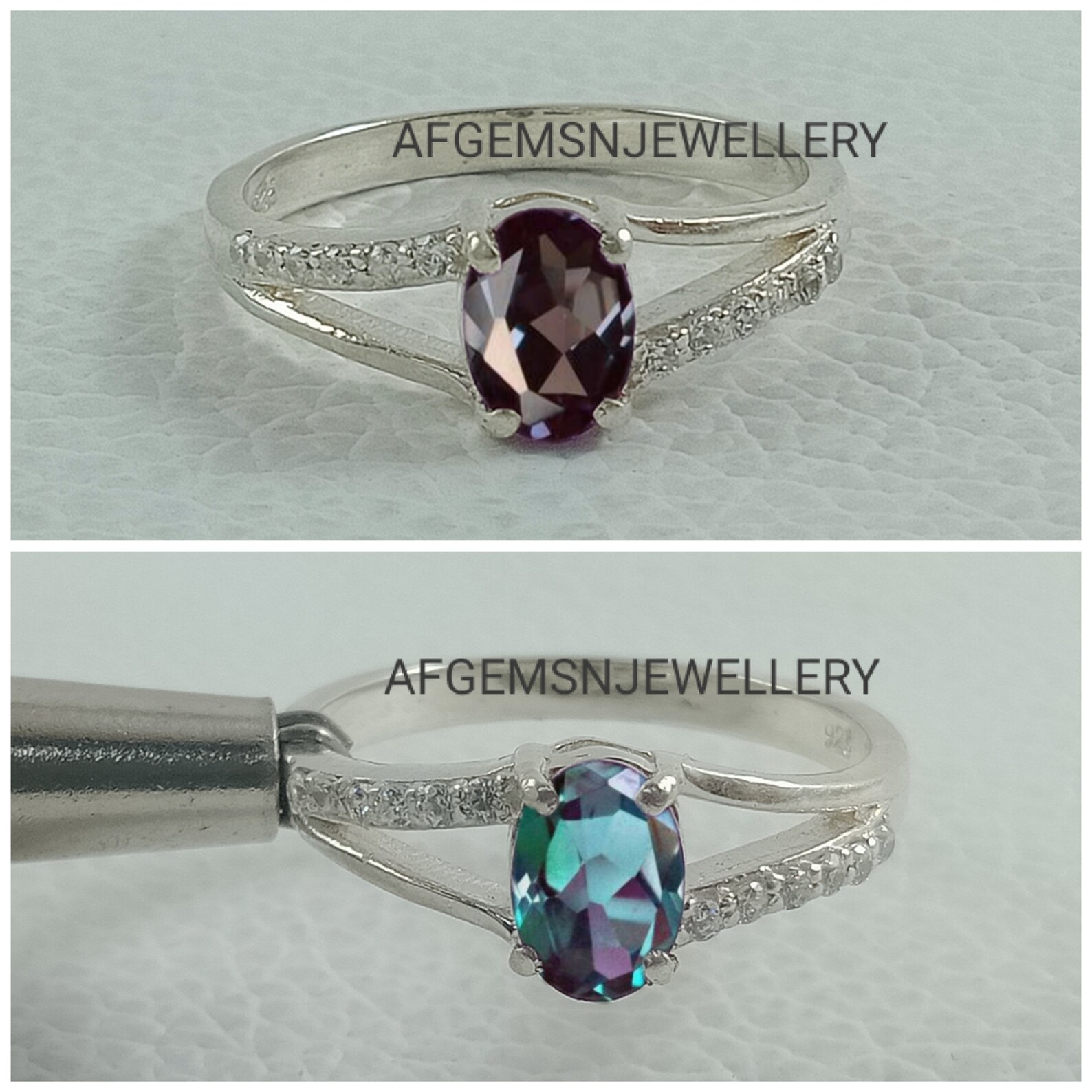 Silver Alexandrite Ring June Birthstone Ring Color Changing | Etsy