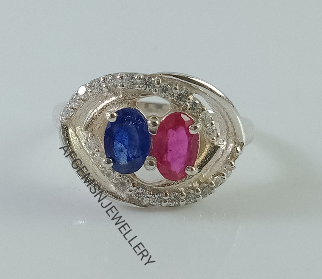 Engagement Multi Stone Ring-oval Cut Multi Stone Ring-natural Sapphire ...