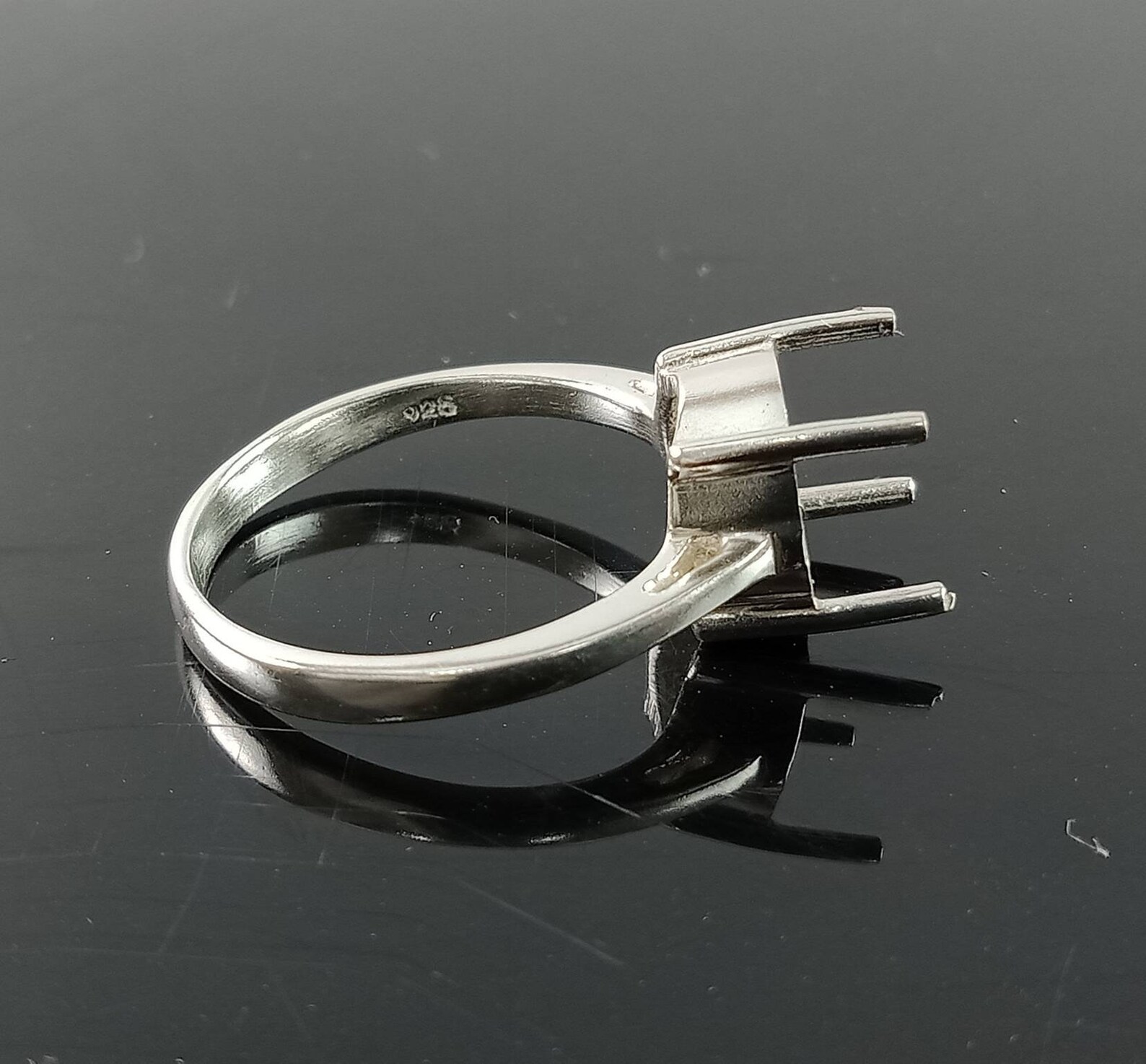 925 Sterling Sliver Ring-9x9 MM Round Semi Mount Ring-Without | Etsy