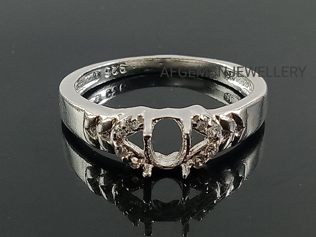 6X4 MM Oval Semi Mount Ring-unset Ring-without Stone Ring-925 Silver ...