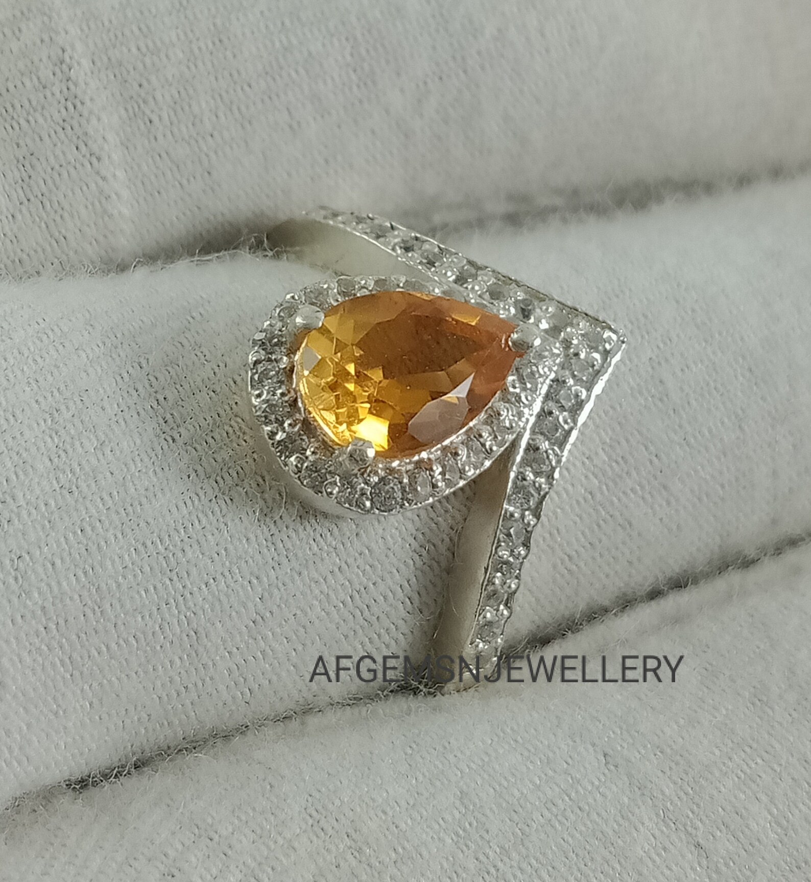 Vintage Yellow Topaz Engagement Ring-golden Topaz-pear - Etsy