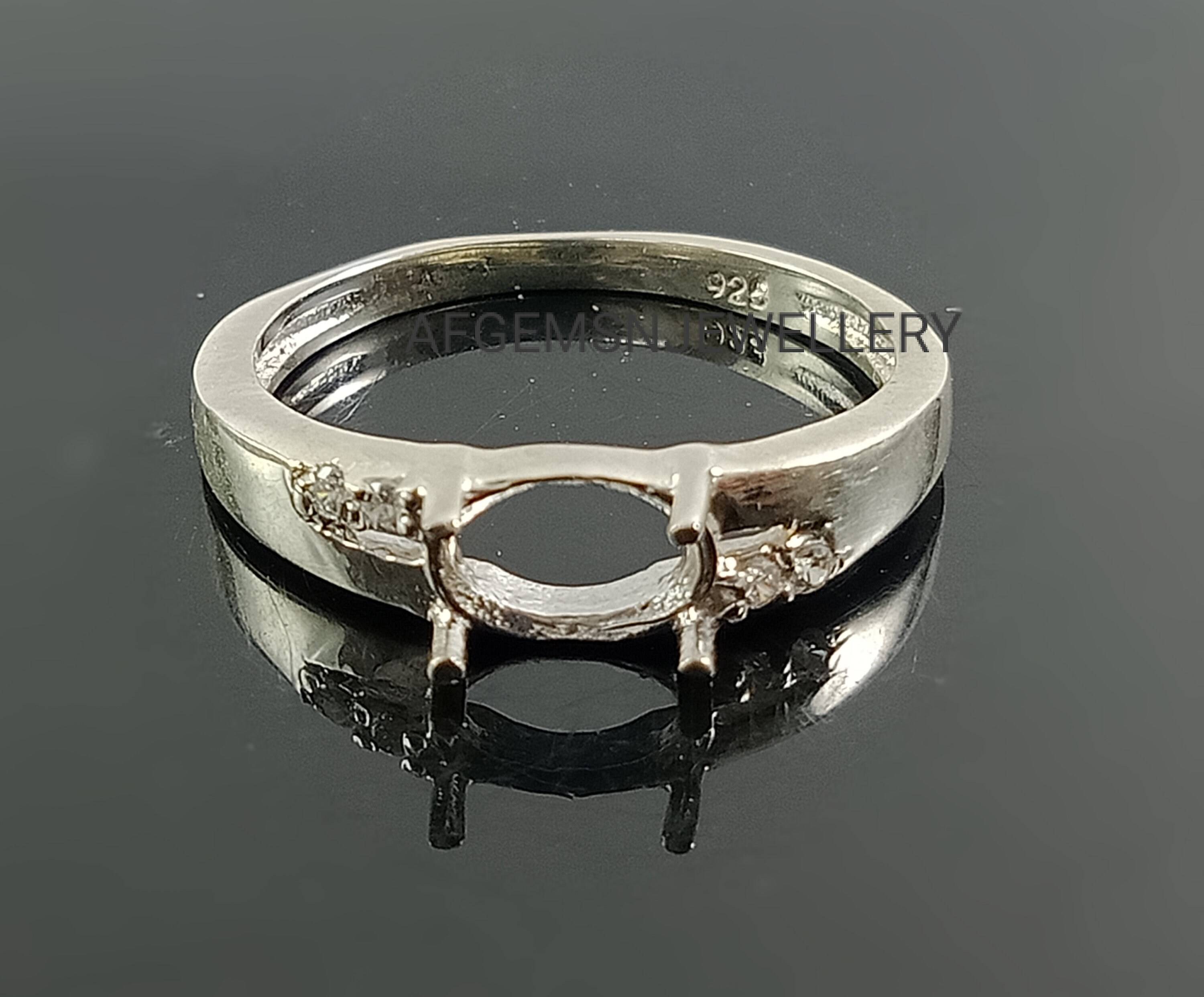 925 Sterling Silver Ring-unset Ring-7x5 MM Oval Semi Mount Ring-without ...