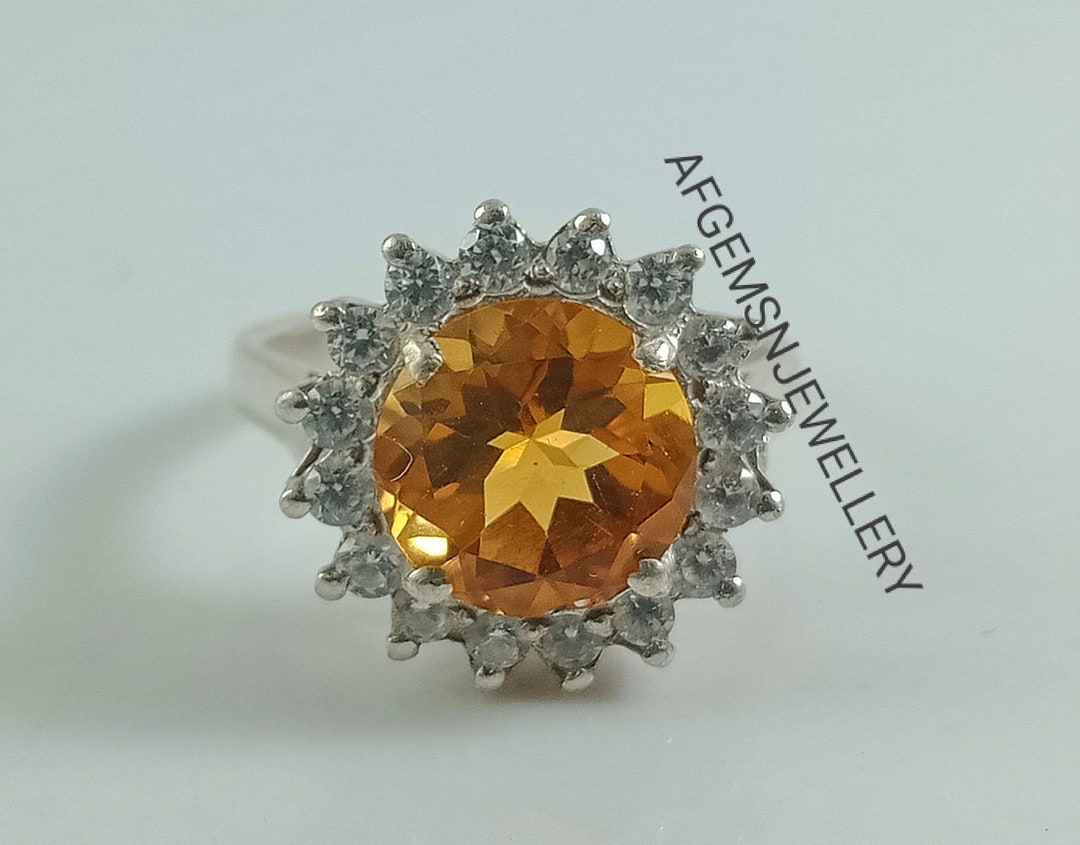 Round Cut Yellow Topaz Ring-natural Golden Topaz Ring-november ...