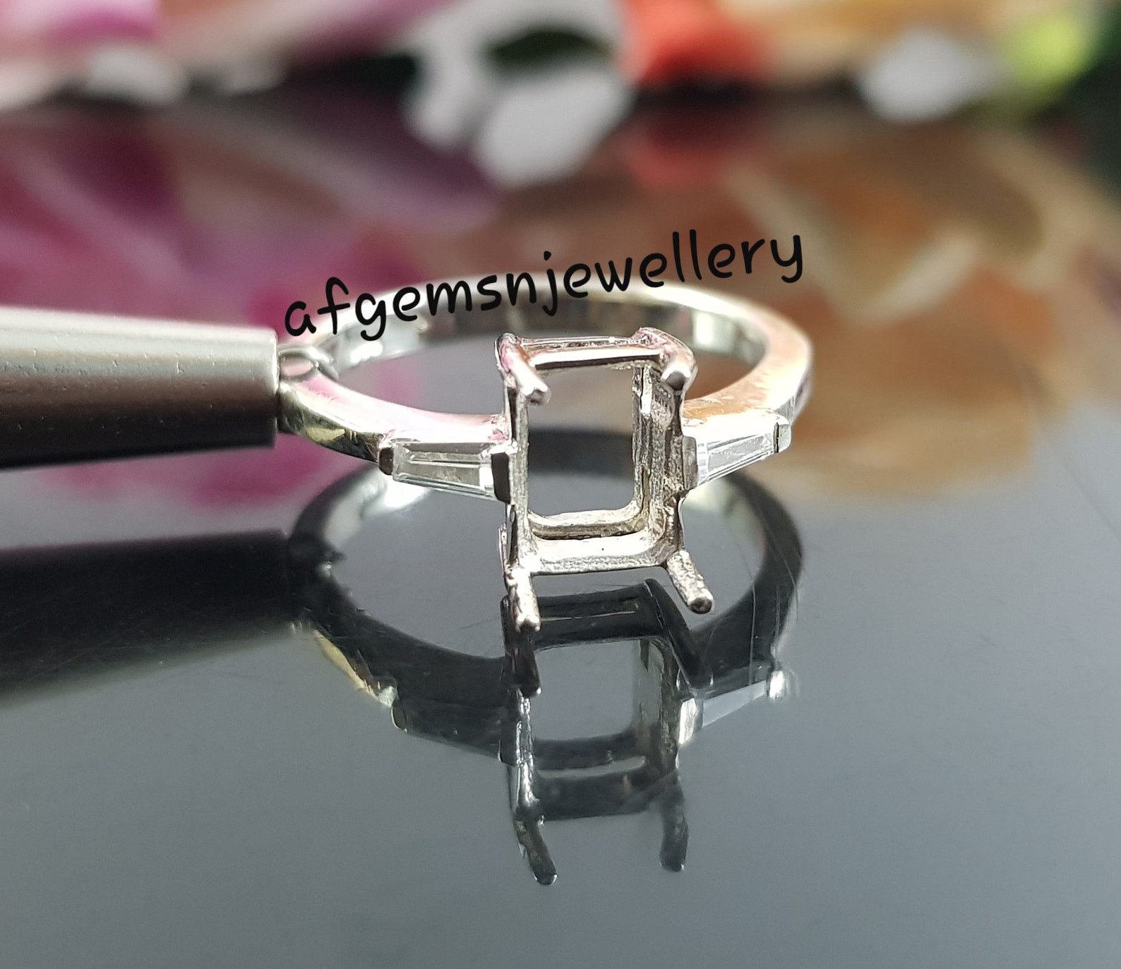Setting 6X8 MM Octagon Semi Mount Ring-without Stone - Etsy UK