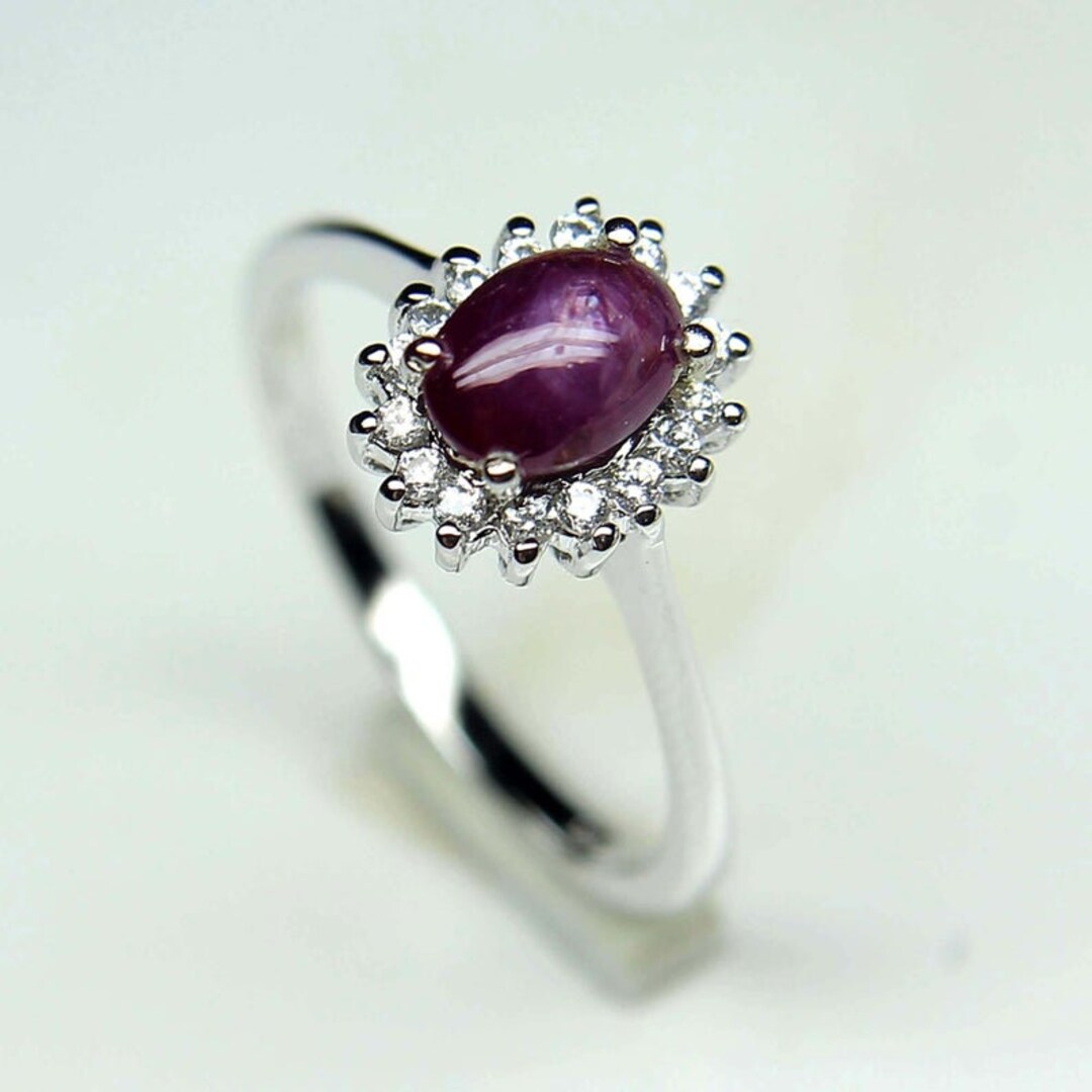Genuine Star Ruby Ring, Solitaire Ring, Dainty Star Ruby Ring, 925 ...