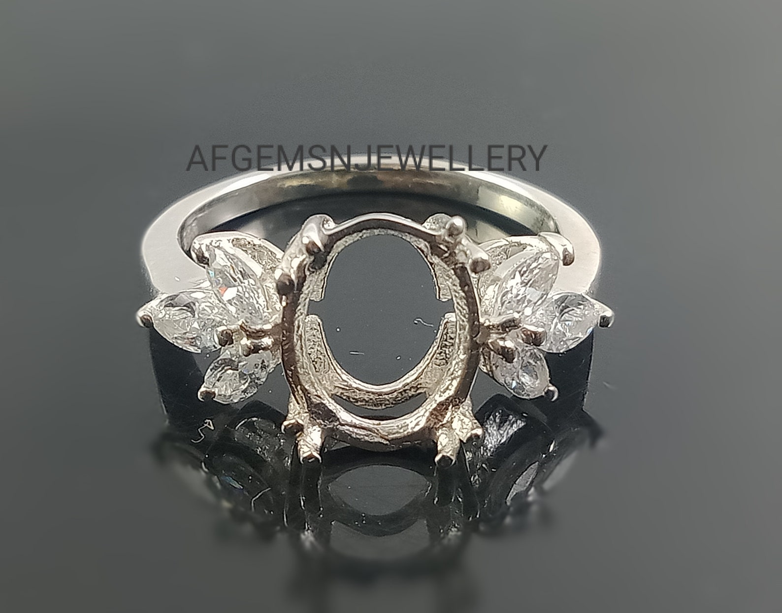 8x10mm Oval Semi Mount Ring-without Stone Ring-silver Mount Ring ...