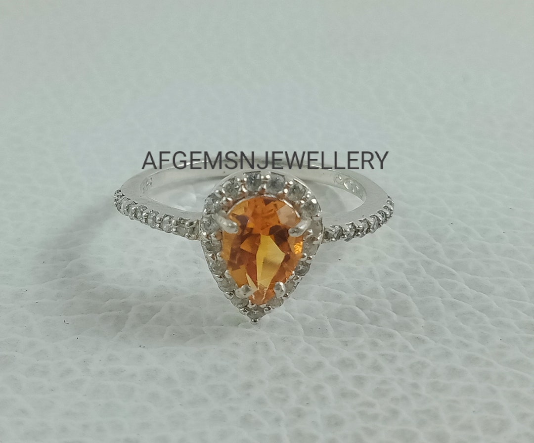 Pear Cut Yellow Topaz Engagement Ring-golden Topaz-pear Cut Topaz-women ...