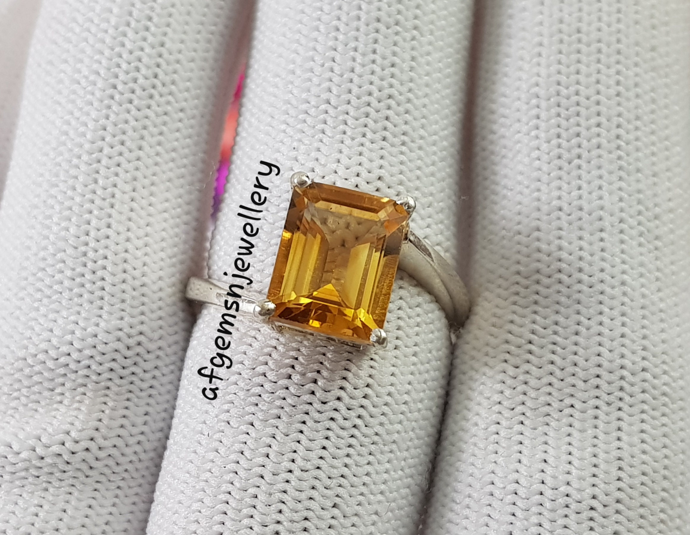 Emerald Cut Yellow Topaz Ring-natural Golden Topaz Ring-925 Sterling ...