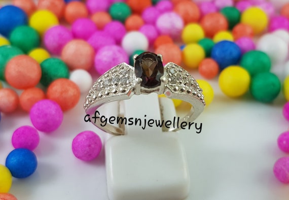 Smoky Quartz Ring Oval Cut Brown Stone Ring Sterling Silver Etsy