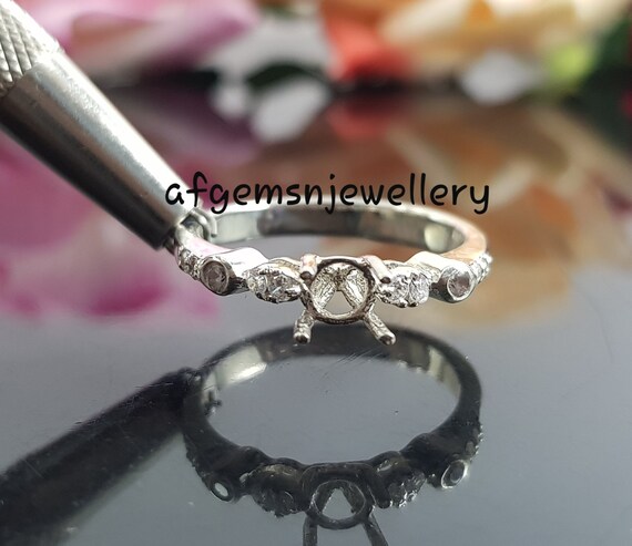 5mm Round Semi Mount Ring Semi Mount Halo Ring 925 Sterling - Etsy