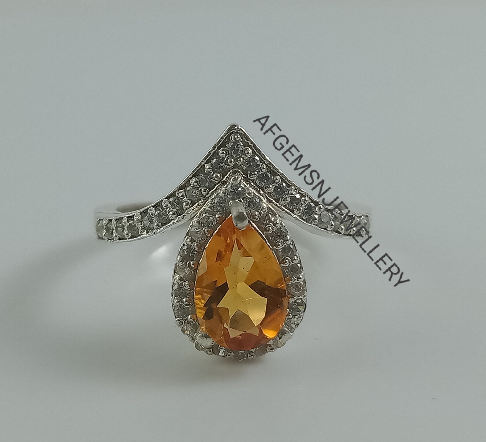 Vintage Yellow Topaz Engagement Ring-golden Topaz-pear - Etsy