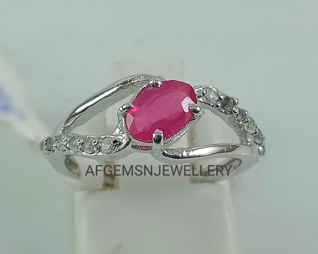 Blutroter Rubin Ring Oval Cut Stein Ring, Rubin Verlobungsring Juli ...