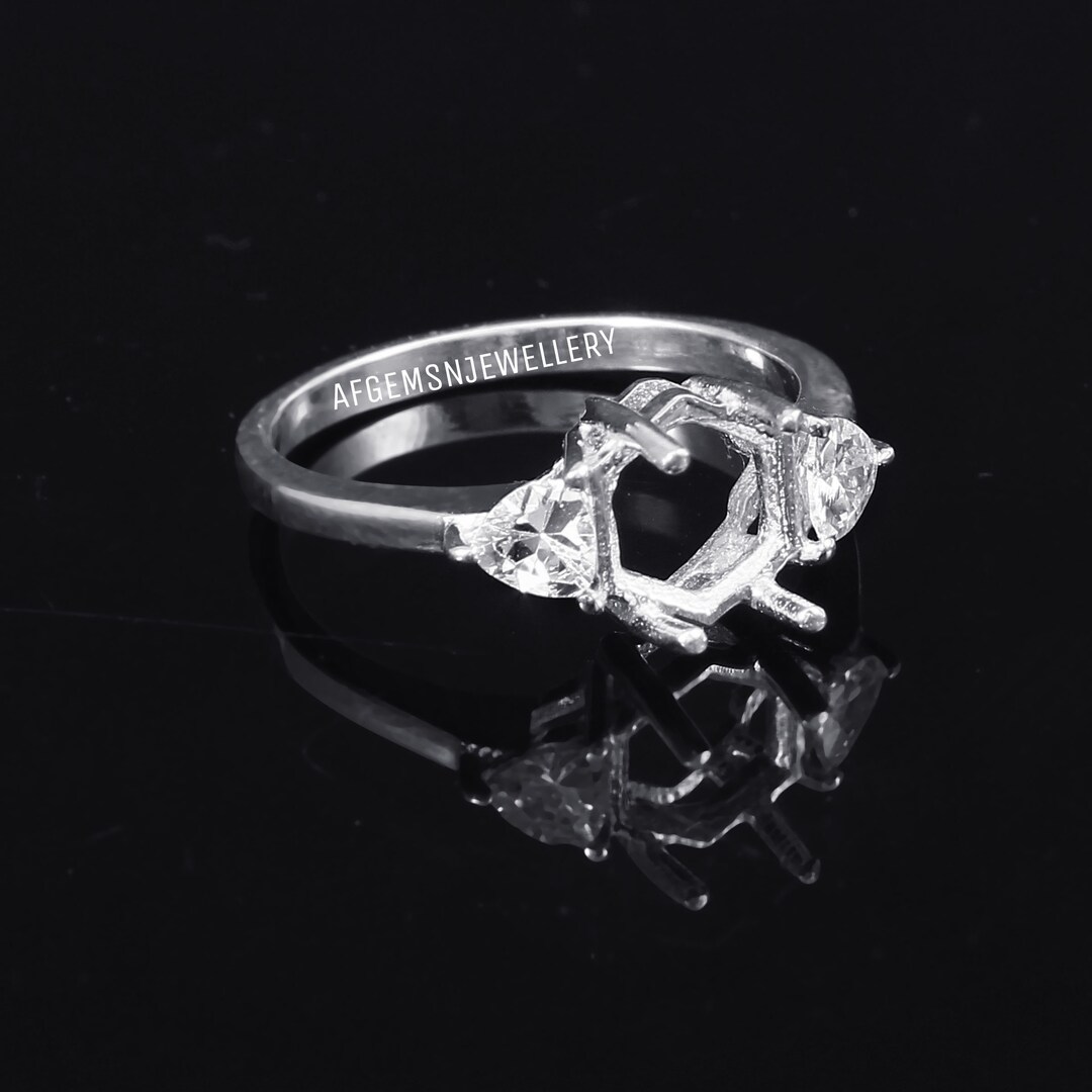 7MM Hexagon Semi Mount Ring-without Stone Ring-prong Setting Ring-925 ...