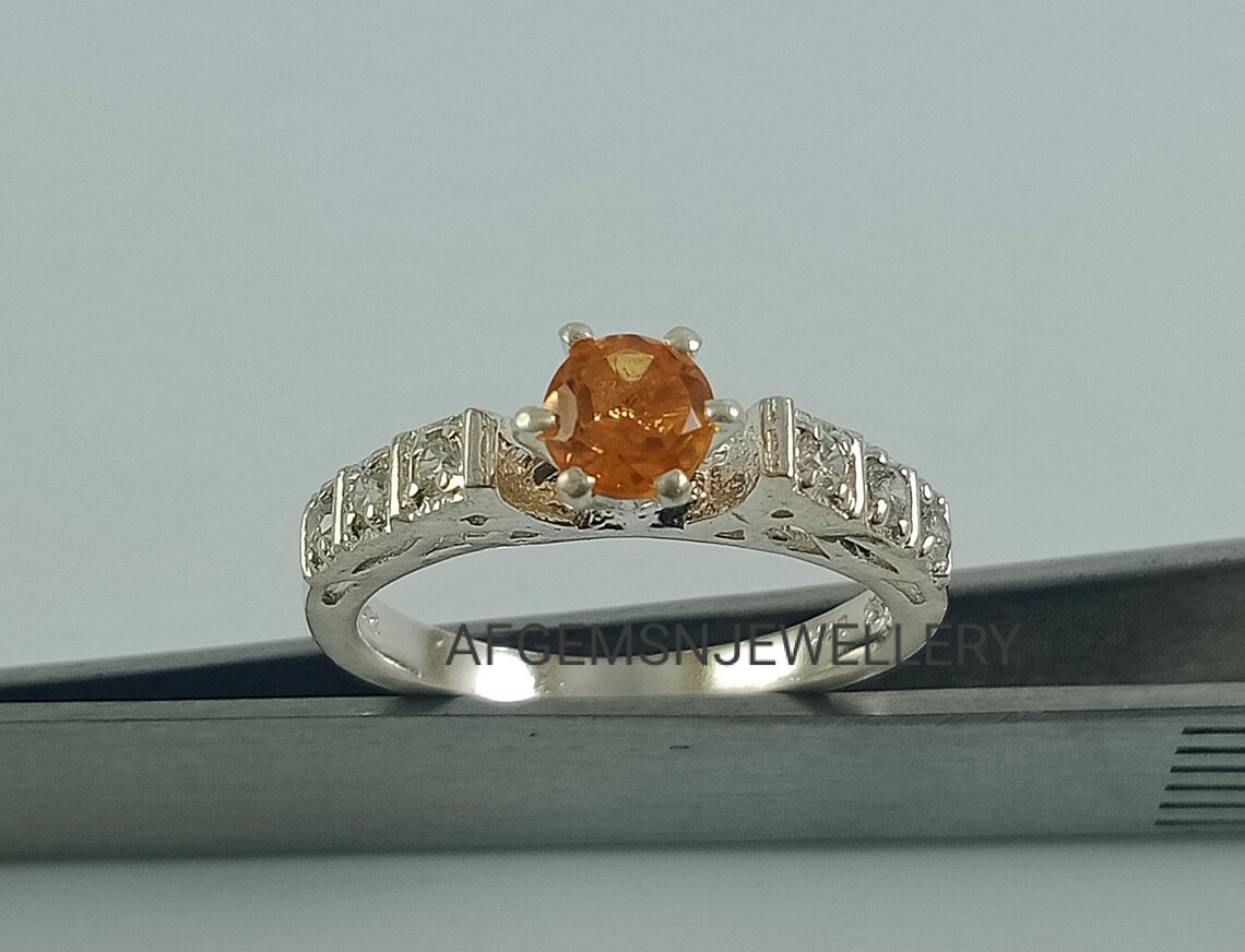 Unique Yellow Topaz Ring-Natural Golden Topaz Ring-Round | Etsy
