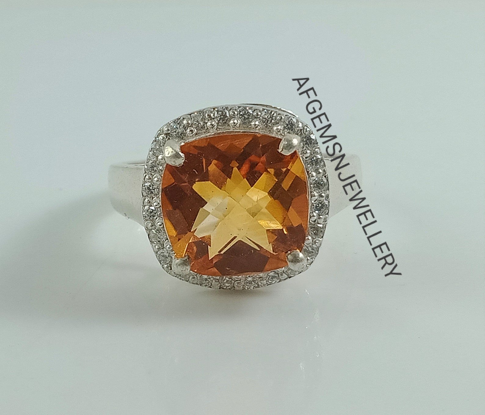 Cushion Cut Yellow Topaz Ring-natural Golden Topaz Ring-925 Sterling ...