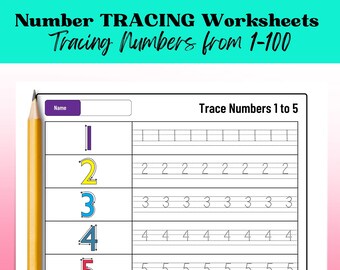 1 100 Traceable Worksheets - Etsy