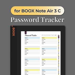 Digital Password Tracker Template for BOOX Note Air 3 C ...