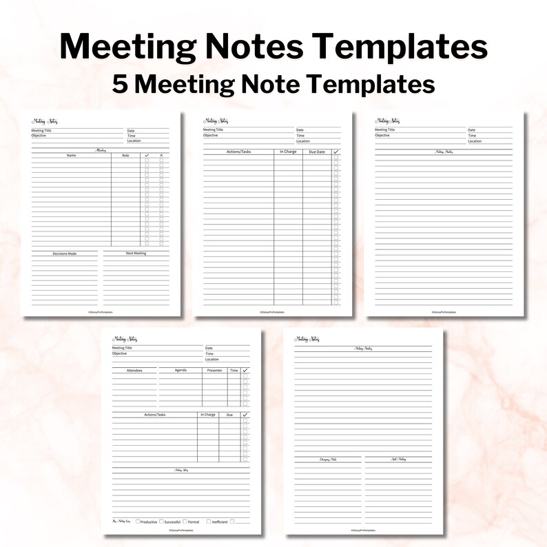 Printable Meeting Notes Template, Meeting Minutes Templates, Meeting ...