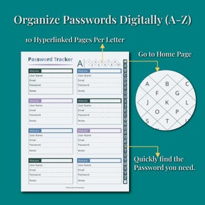 Alphabetical Password Tracker Template for Remarkable Paper Pro ...