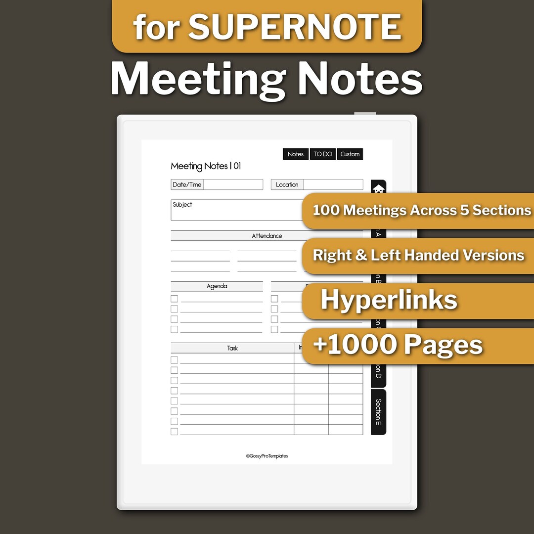 Buy SUPERNOTE Meeting Notes, Supernote Templates, Meeting Minutes ...
