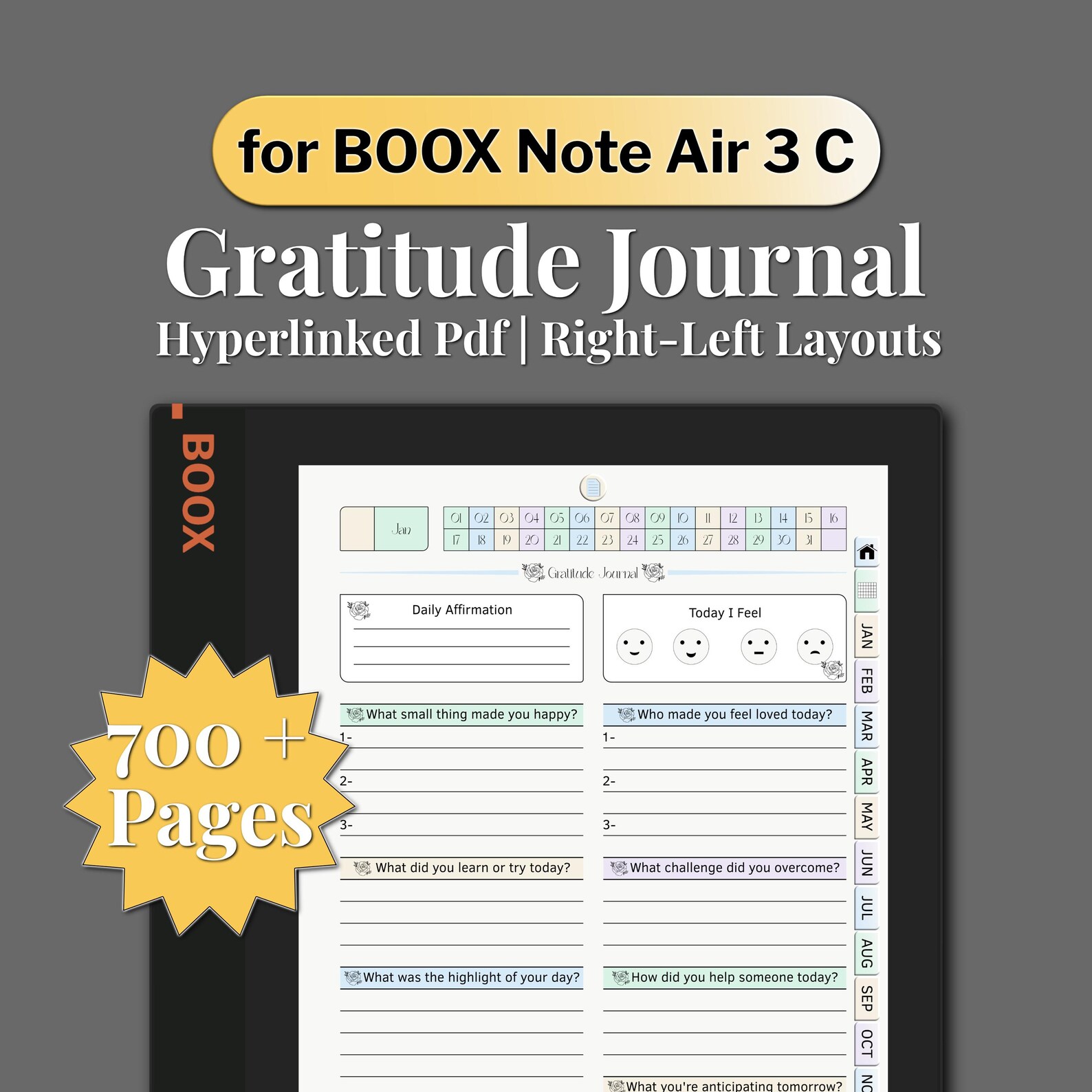 365 Days of Gratitude | Daily Gratitude Journal for BOOX Note Air 3 C ...