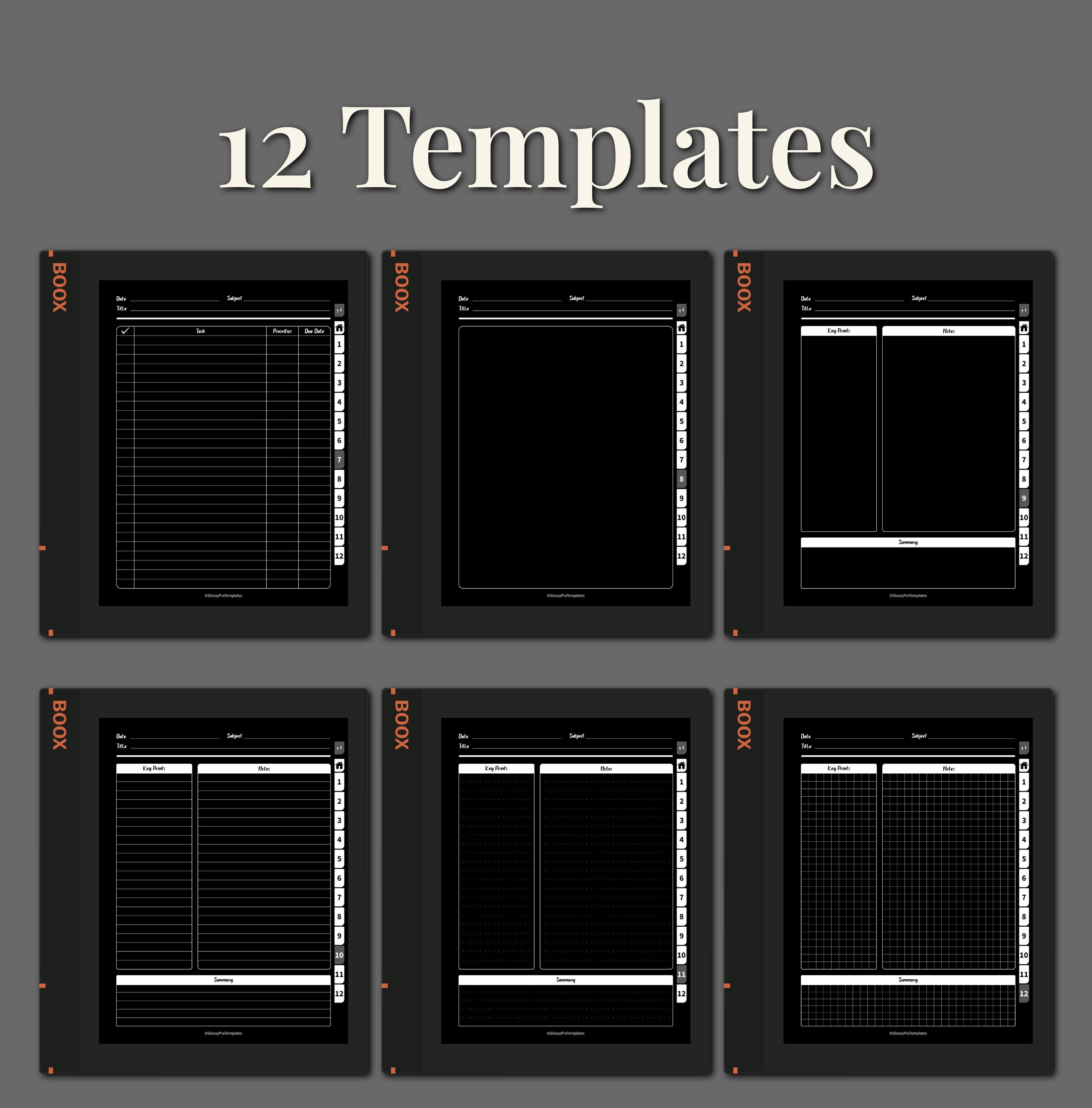 Digital Notebook 12 Templates for BOOX Note Air 3 C, Cornell Notes ...