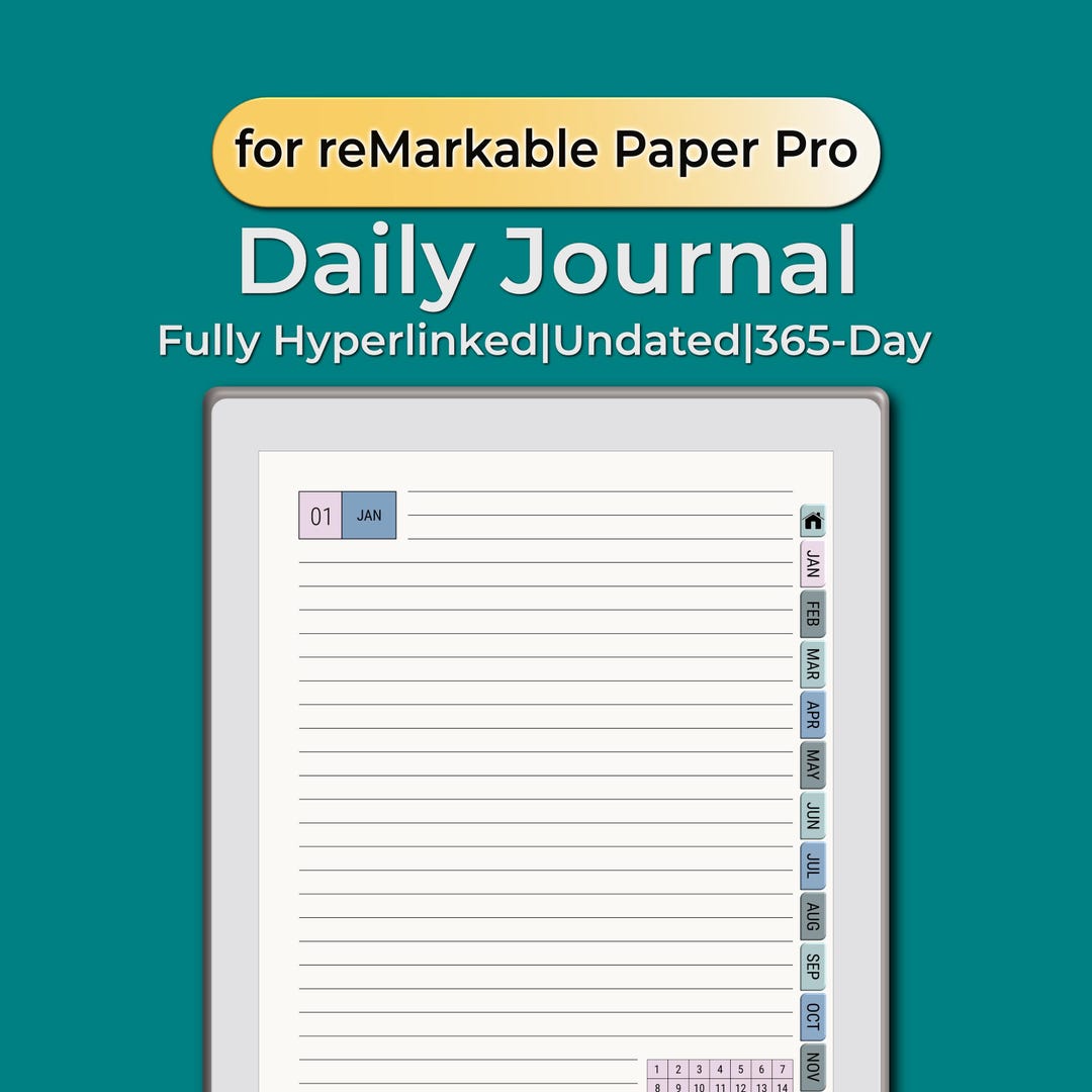 Undated Daily Journal for Remarkable Paper Pro, Digital Daily Journal ...