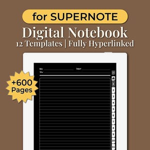 Dark Mode Digital Notebook for Supernote 12 Templates, Templates for ...