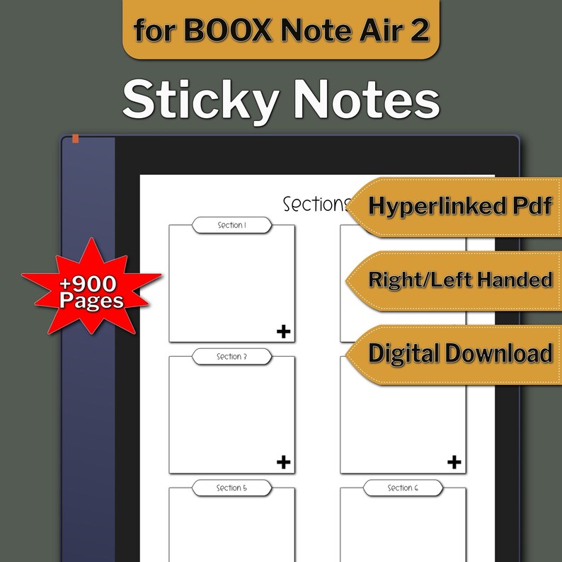 Custom Sticky Notes for BOOX Note Air 2 With Hyperlinks, Sticky Notes ...