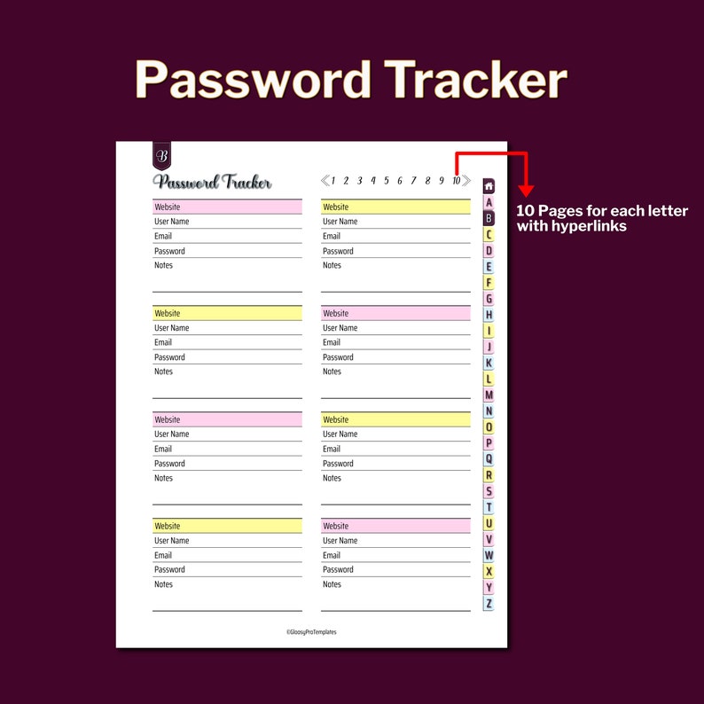 BOOX Tab Ultra C Pro Password Tracker, Alphabetically Hyperlinked ...