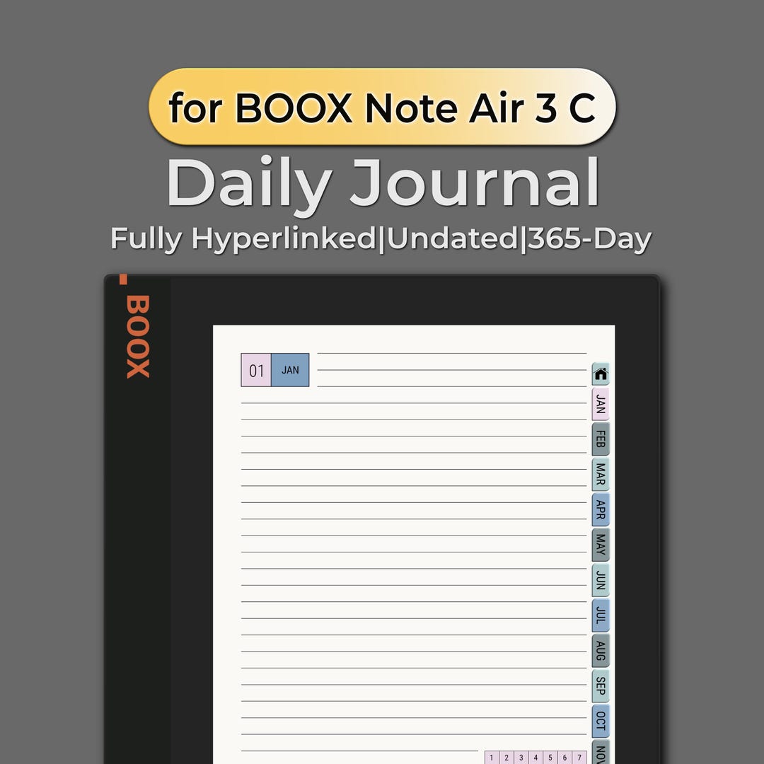 365-day Undated Journal for BOOX Note Air 3 C, Digital Hyperlinked ...