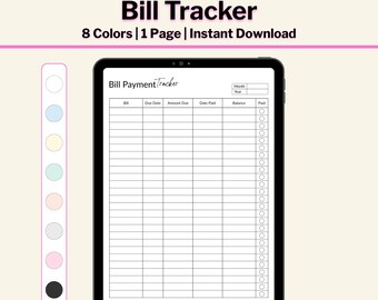 Bill Payment Organizer for Goodnotes & Notability 2 Designs | Digital ...