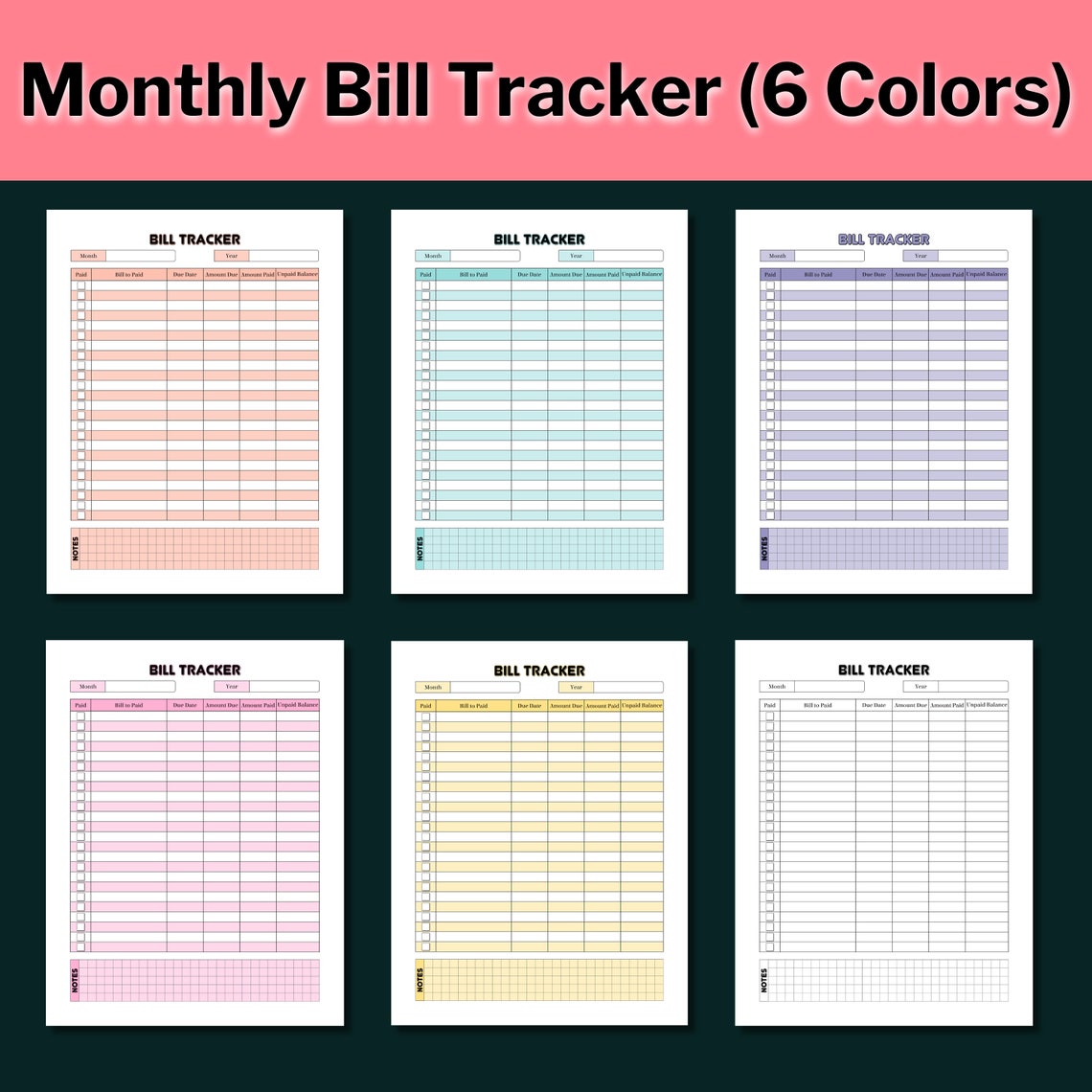 Printable Bill Tracker Bundle, Monthly Bill Tracker & Yearly Bill ...