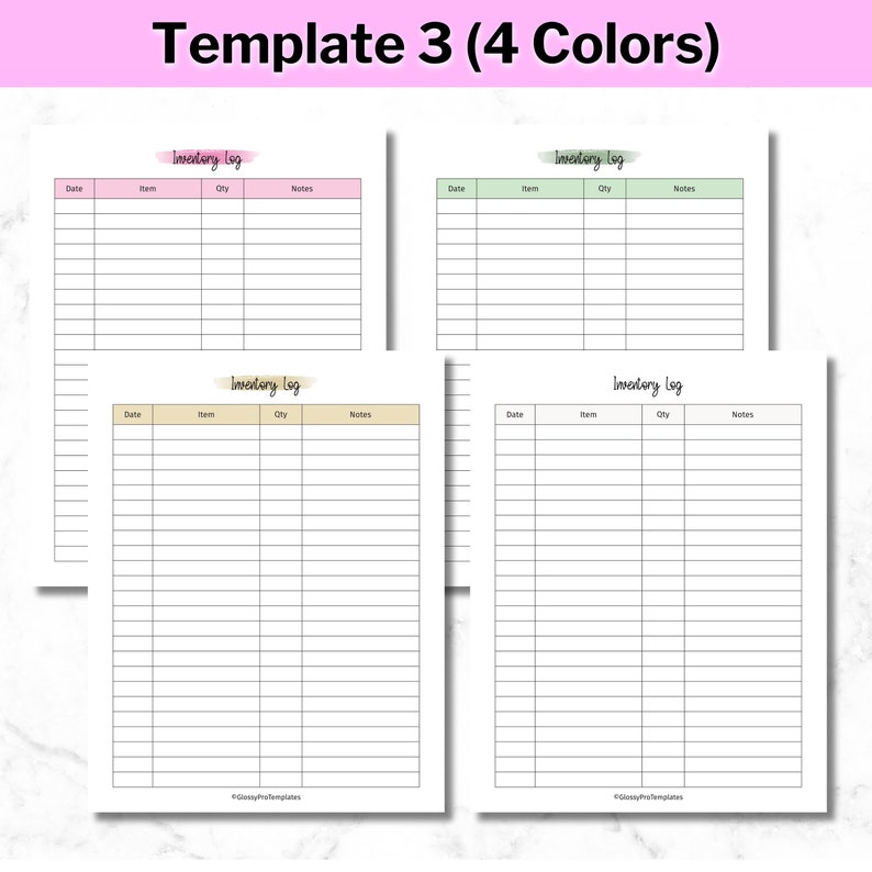 Colorful Printable Inventory Tracker, Editable Inventory Management Log ...