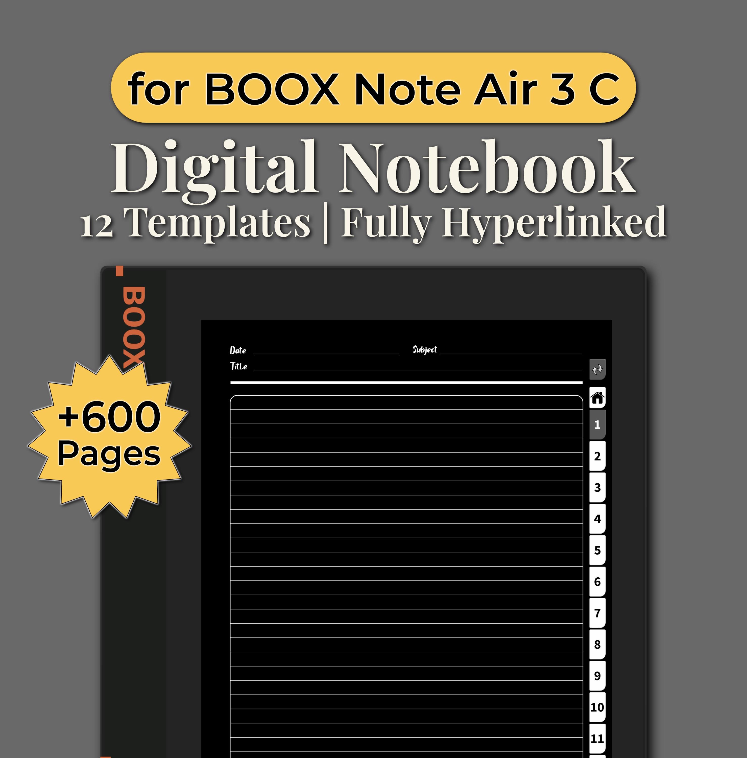 Digital Notebook 12 Templates for BOOX Note Air 3 C, Cornell Notes ...