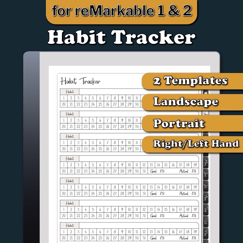 Remarkable 2 Habit Tracker Bundle Portrait and Landscape, Remarkable-2 ...