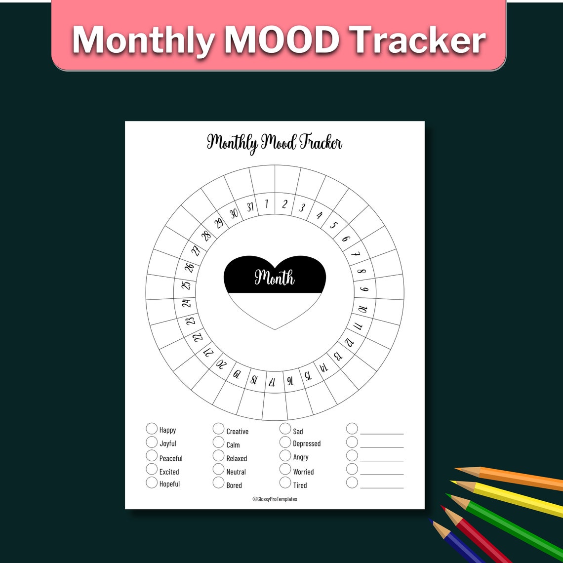 Printable Mood Tracker Bundle, Yearly Mood Tracker & Monthly Mood ...