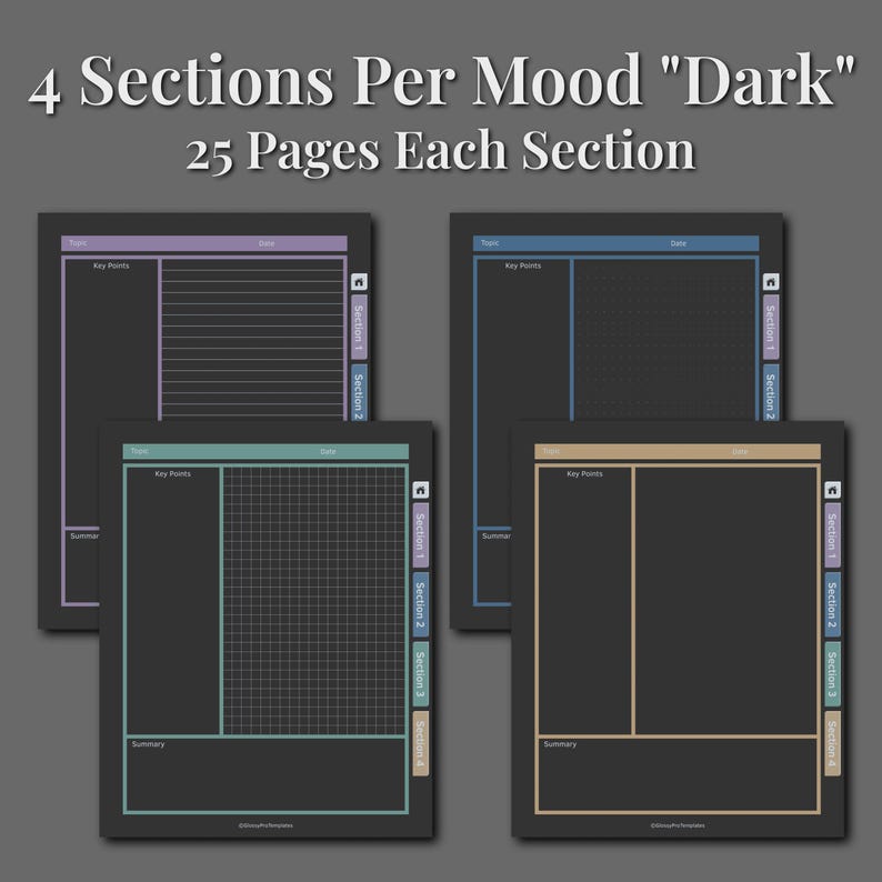 Digital Cornell Notes Template for Boox Note Air 3 C | Dark & Light ...