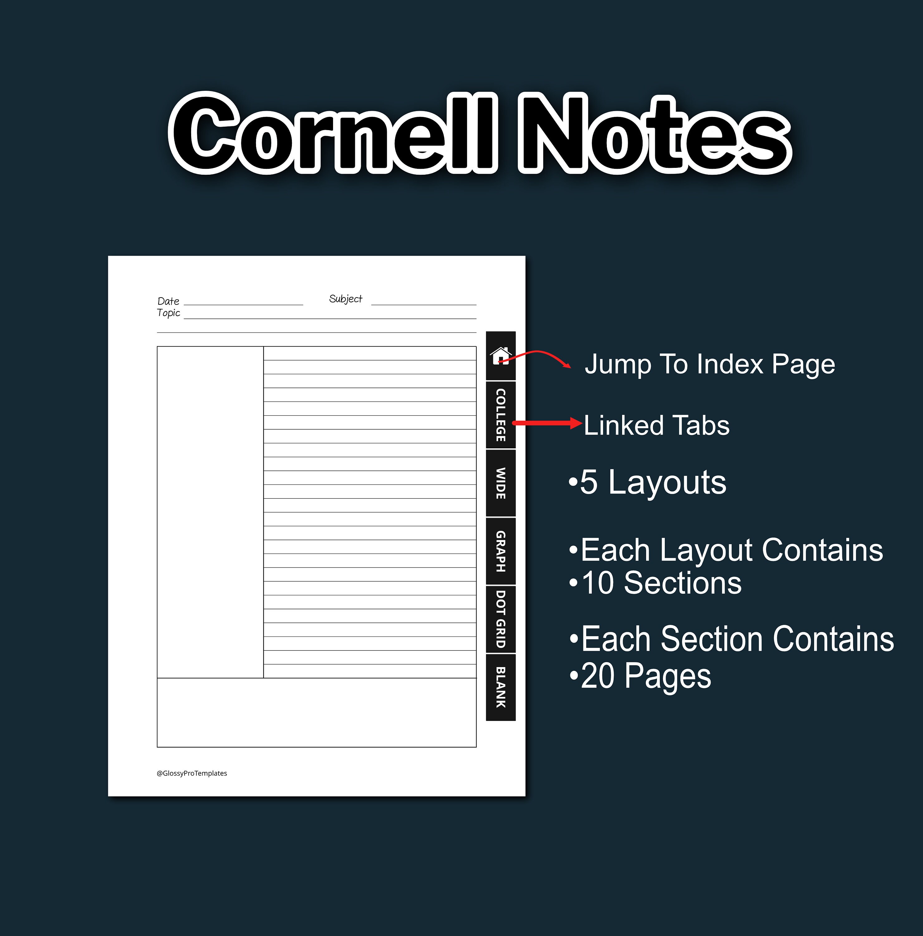 Remarkable 2 Cornell Note Taking, Remarkable 2 Templates, Digital ...