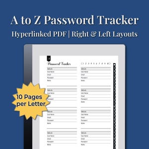 Password Tracker for Remarkable 2 | Alphabetically Hyperlinked Digital ...