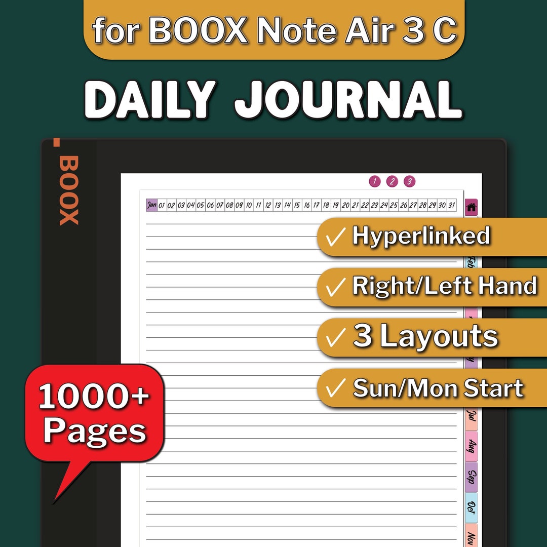 Undated Daily Journal for BOOX Note Air 3 C, Templates for Boox Note ...