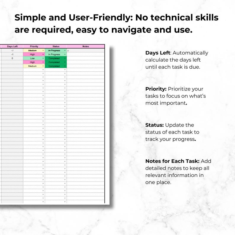Task Tracker Google Sheet, To-do List Spreadsheet, Task Planner ...
