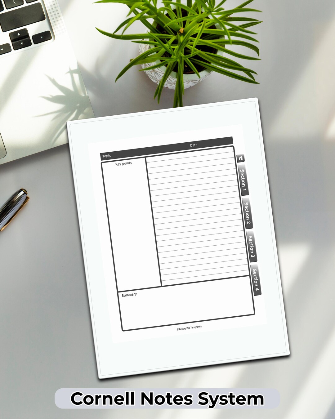 Hyperlinked Cornell Notes Template for Supernote | Study Notebook PDF ...