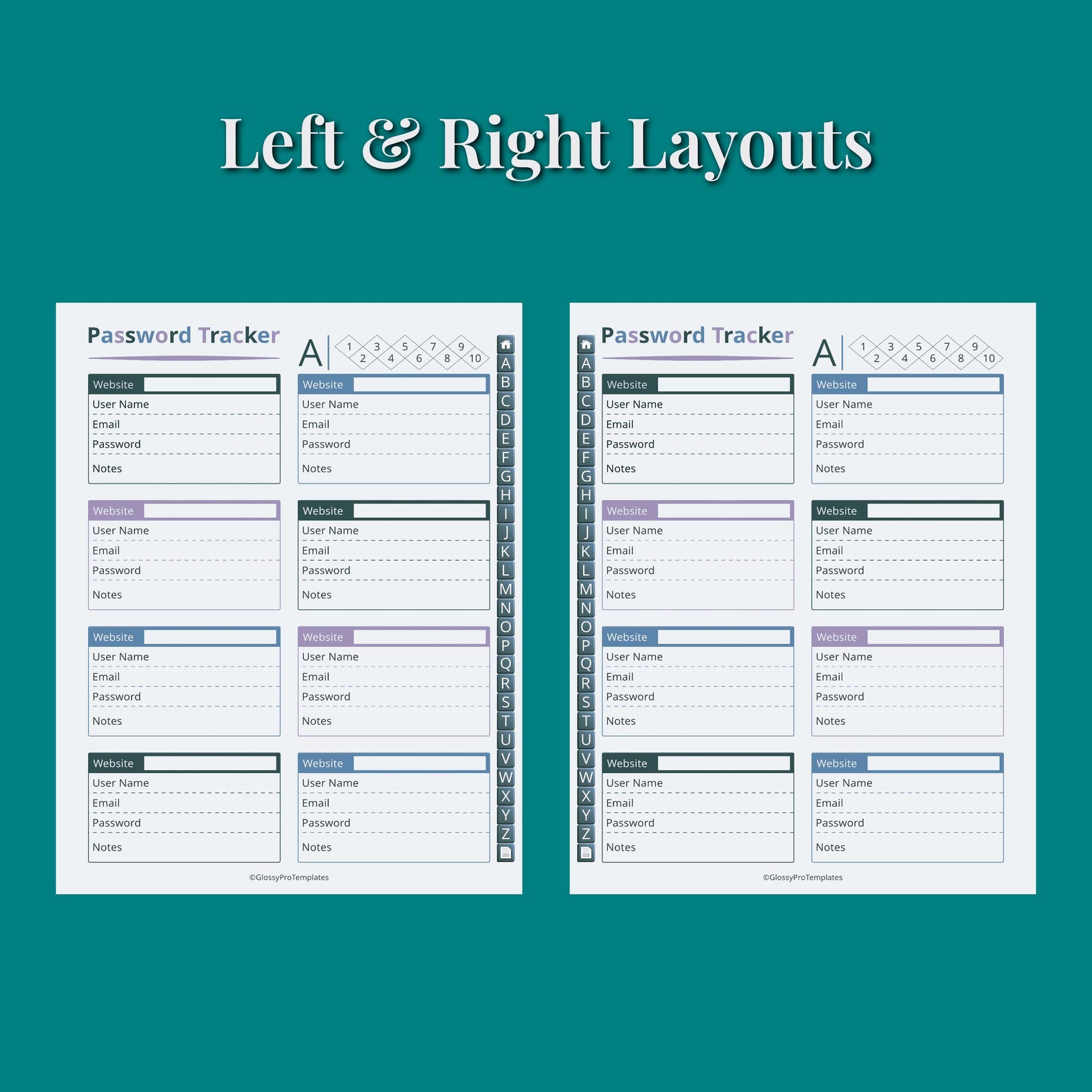 Alphabetical Password Tracker Template for Remarkable Paper Pro ...